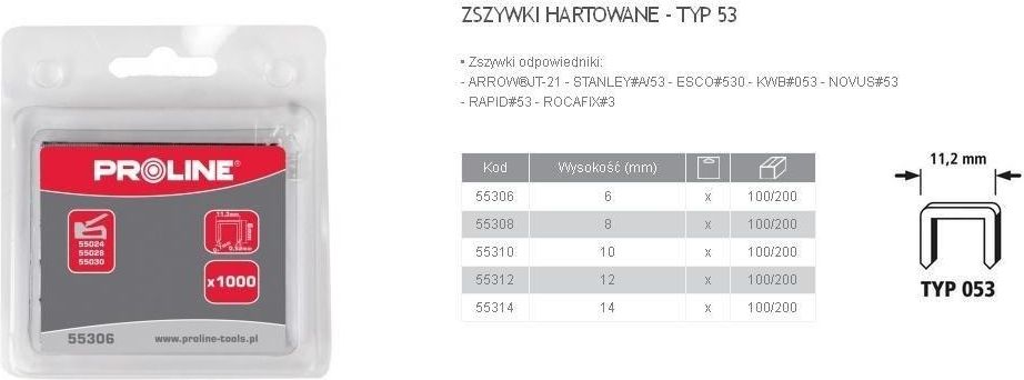 Zszywki Hartowane 8Mm Typ 53 11,2Mm 1000Szt Proline - Ceny i opinie - Ceneo.pl