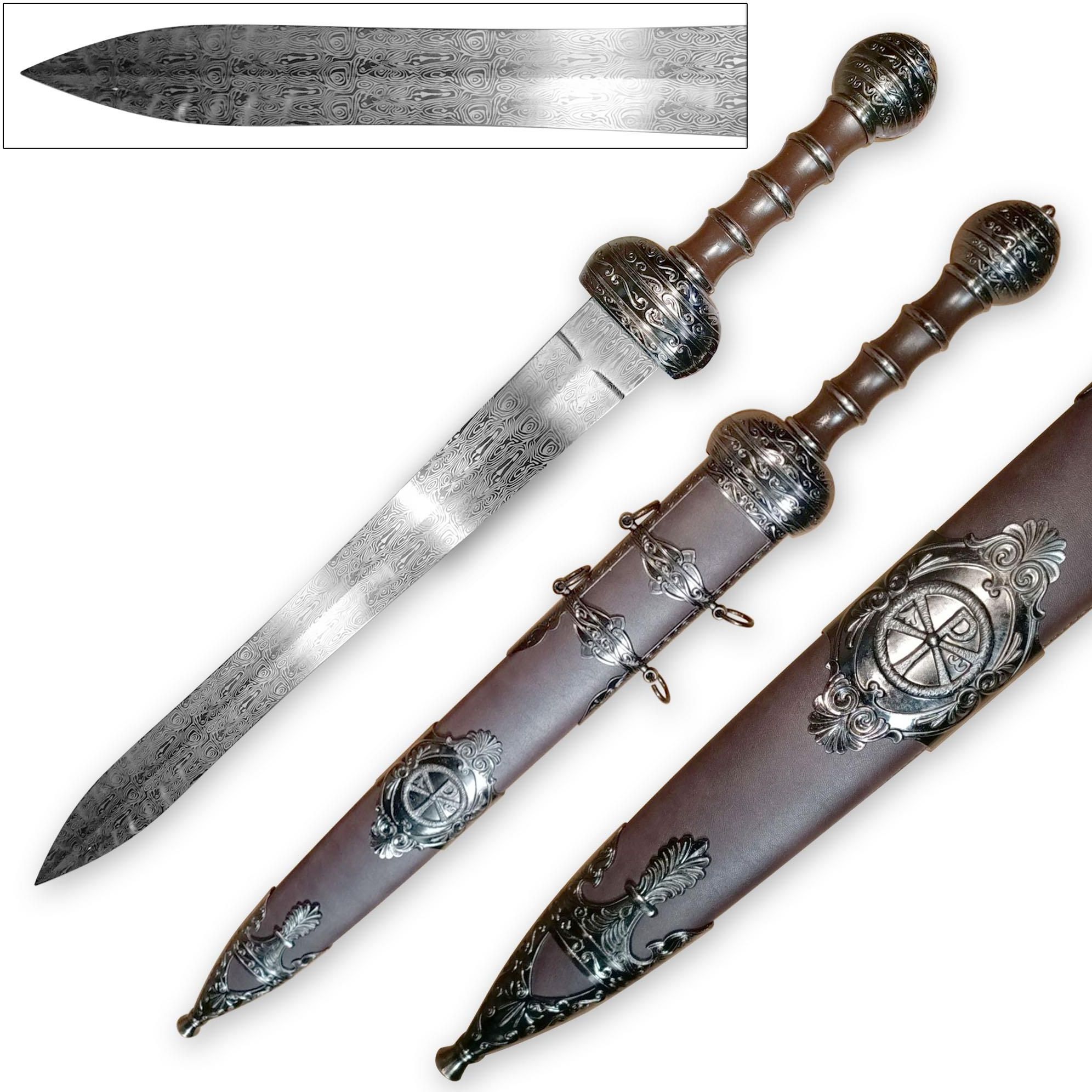 Płatnerze Rzymski Miecz Gladius Z Pochwą Damast Dv-1049Bk 78,5Cm - Ceny ...