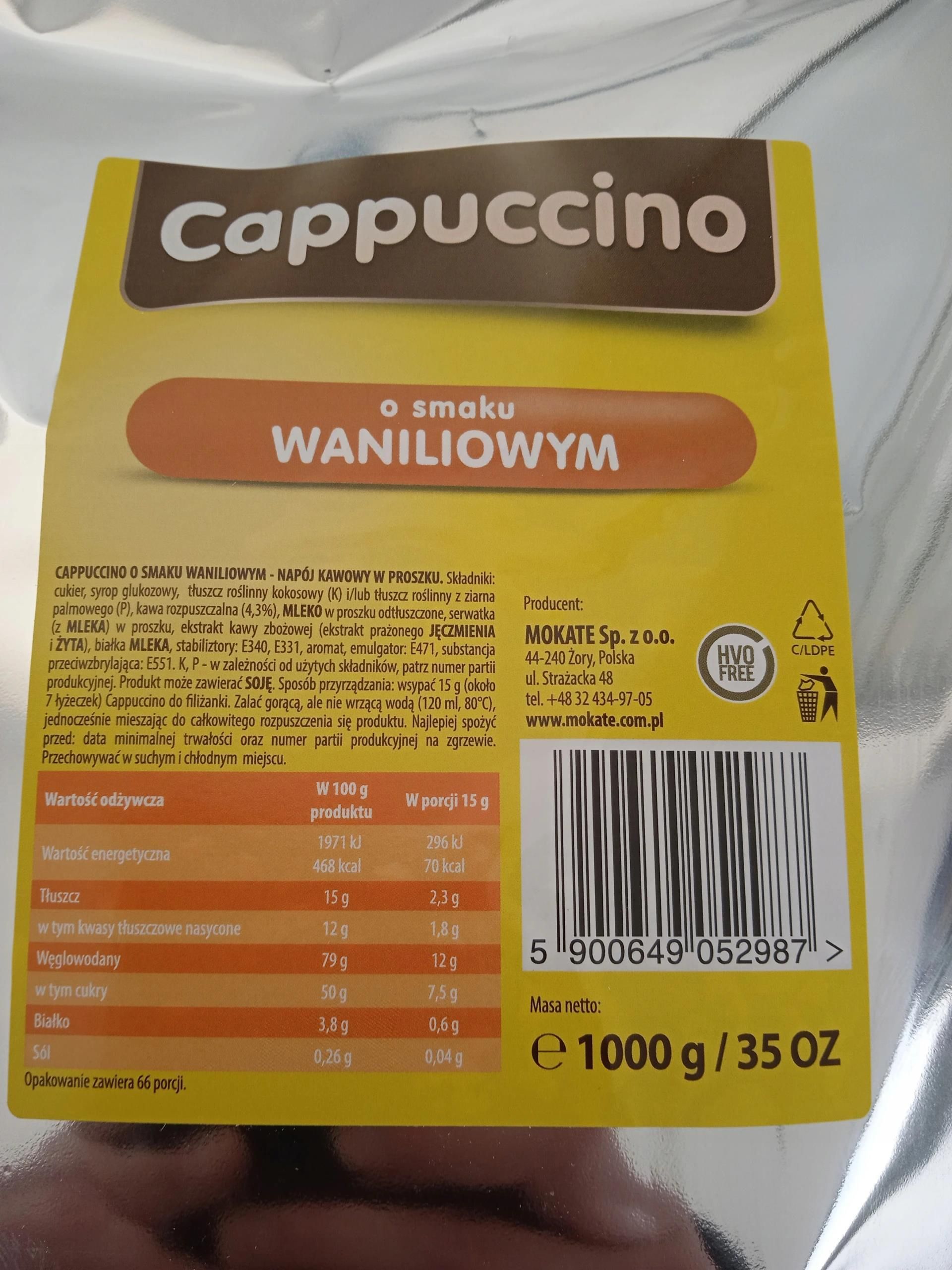 Kawa Mokate Cappucino Waniliowe 1Kg - Ceny i opinie - Ceneo.pl