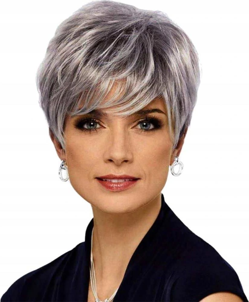 Klasyczne Srebrno-Szare Krótkie Peruki Damskie O - Ceny i opinie - Ceneo.pl