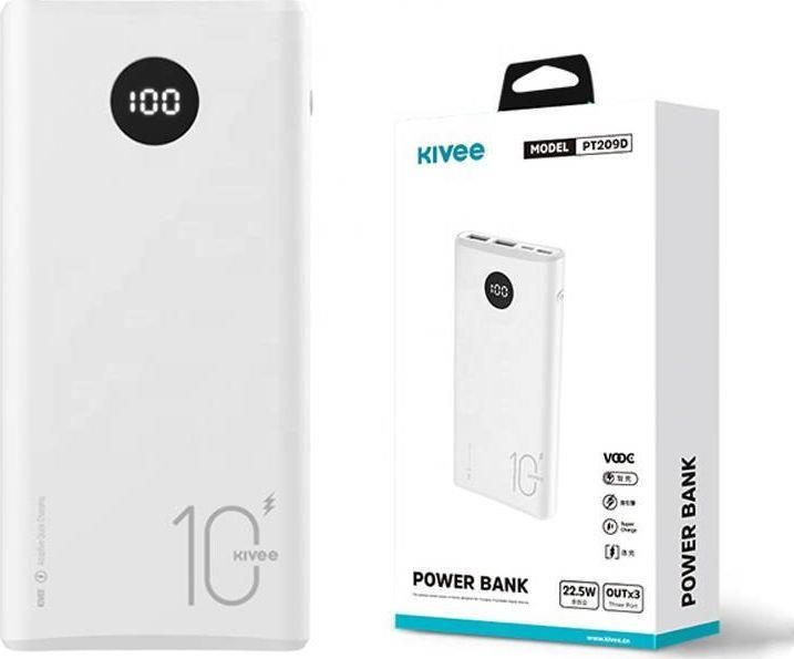 Powerbank Kivee 10000mAh (KV-PT209D) Biały - Opinie i ceny na Ceneo.pl