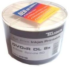 Nośnik danych TRAXDATA DVD+R 8,5GB 8X DOUBLE LAYER FF WHITE PRINTABLE SP*50 906OEDRPSN005 ...