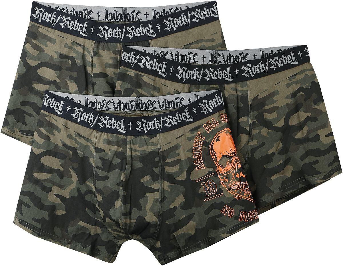 Rock Rebel by EMP Dark green boxershorts with camo print Bokserki ...