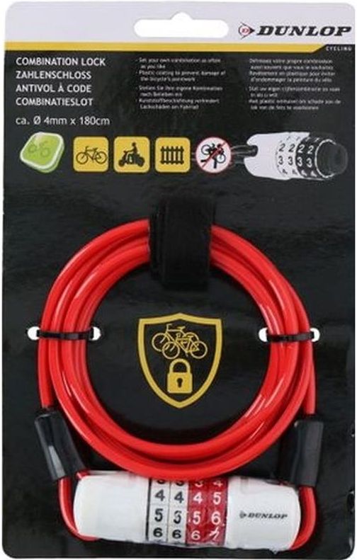 Dunlop Zapięcie Rowerowe Linka Na Szyfr (Czerwony) - Ceny i opinie - Ceneo.pl