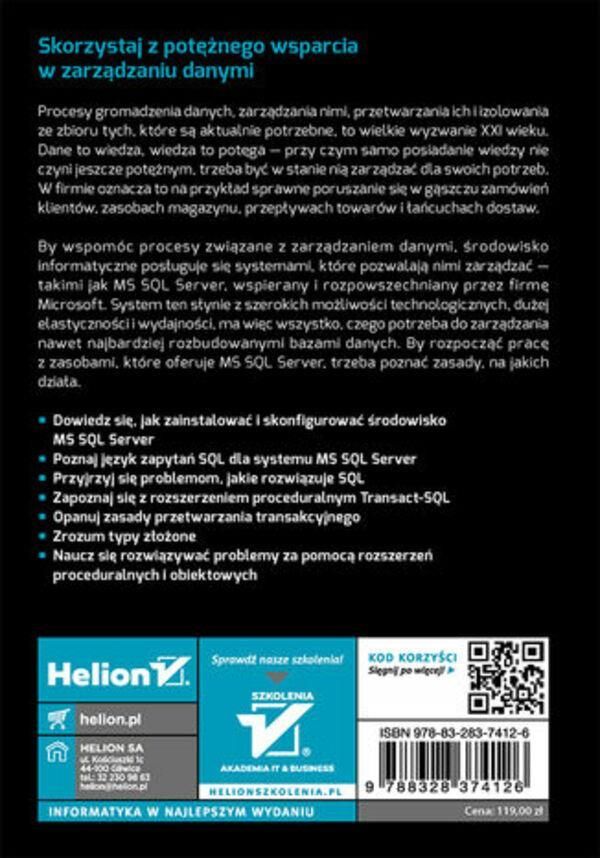 Podręcznik szkolny MS SQL Server. Zaawansowane metody programowania ...