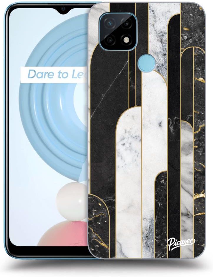 Silikonowe przeźroczyste etui na Realme C21 - Black & White tile - Etui ...