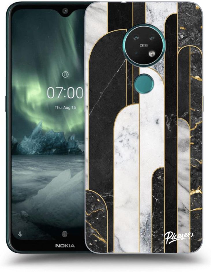 Silikonowe czarne etui na Nokia 7.2 - Black & White tile - Etui na ...