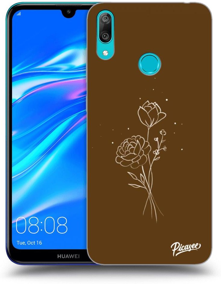 ULTIMATE CASE pro Huawei Y7 2019 - Brown flowers - Etui na telefon ...