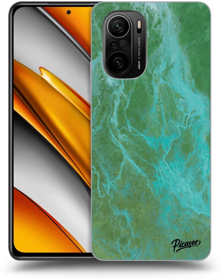 Silikonowe czarne etui na Xiaomi Poco F3 - Green marble - Etui na ...