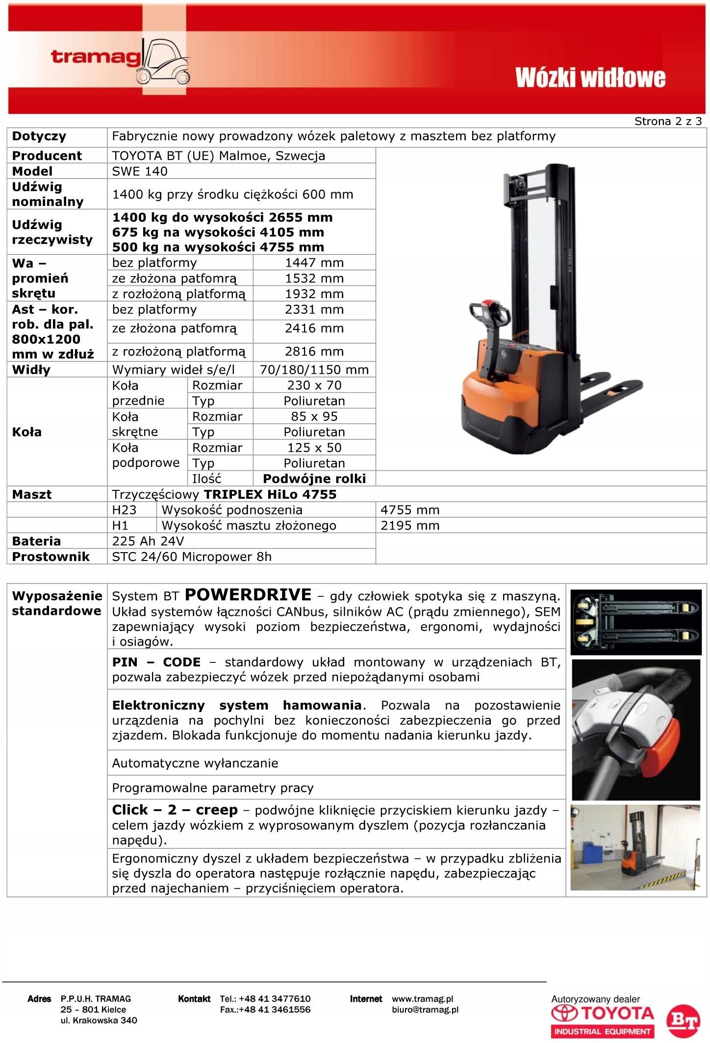 Wózek widłowy elektryczny TOYOTA SWE 140, 49mth - Opinie i ceny na Ceneo.pl