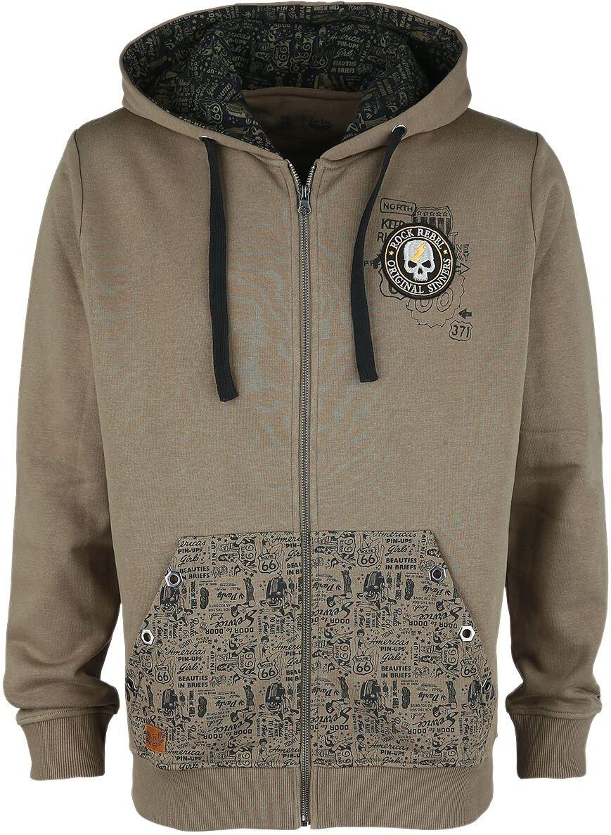Rock Rebel by EMP - Rock Rebel X Route 66 - Green Hooded Jacket with ...