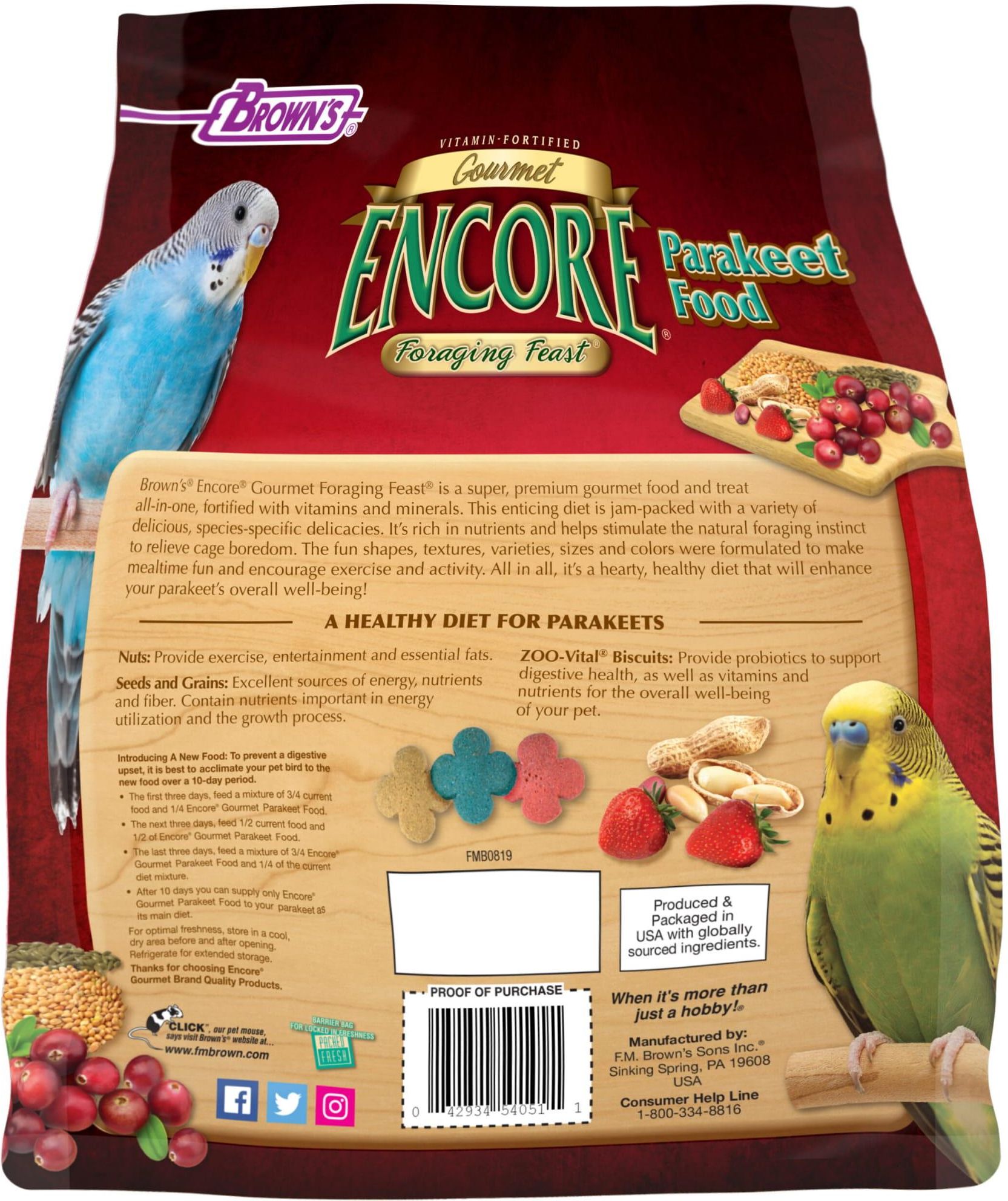 Brown'S Encore Gourmet Foraging Feast Parakeet Food Pokarm Klasy ...