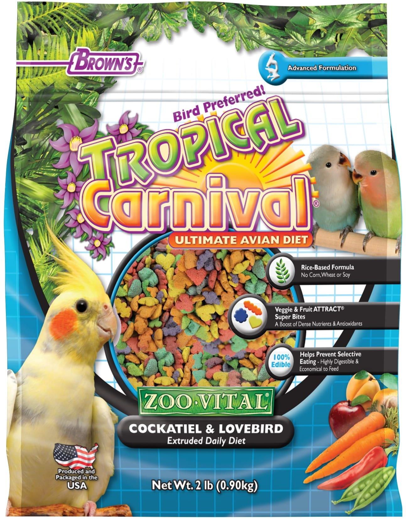 Brown'S Tropical Carnival Zoo Vital Rice Based Cockatiel & Lovebird ...