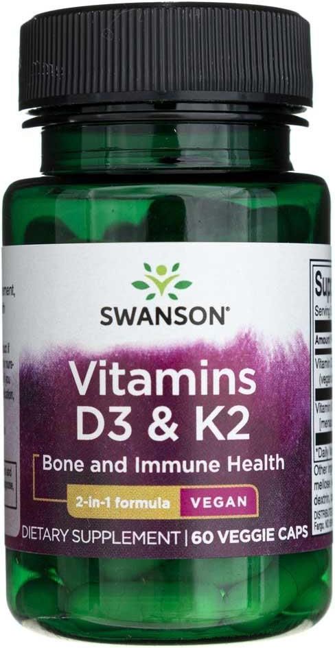 Swanson Health Witamina D3 2000 iu + K2 MK7 75 mcg 60 kaps - Opinie i ...