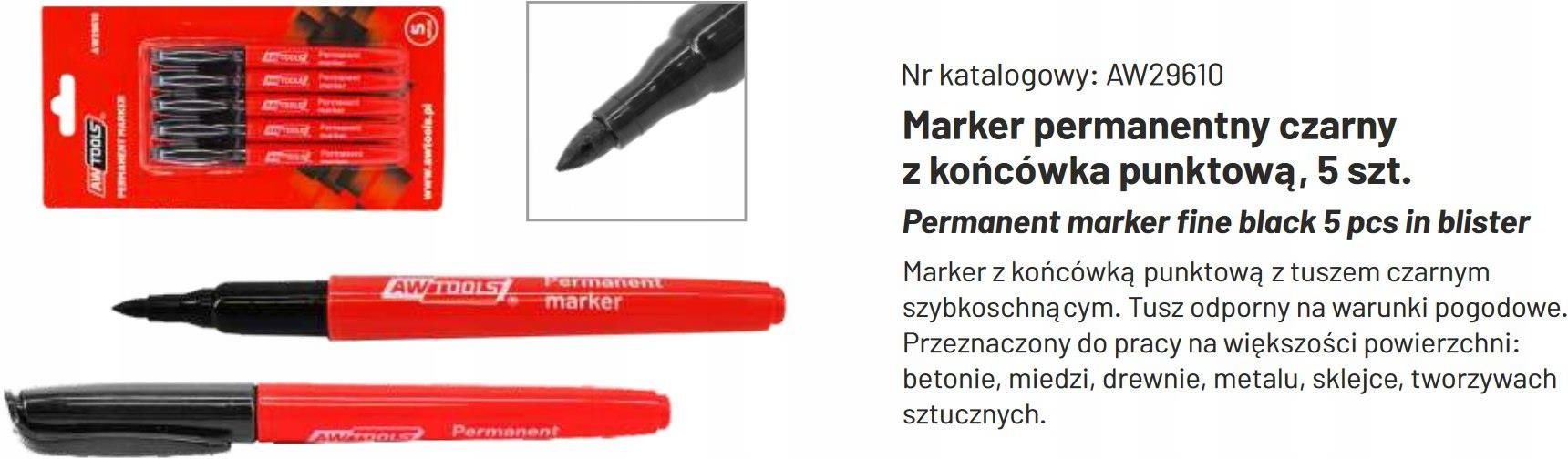 Aw Tools Markery Permanentne Cienkie Czarne 5Szt.Awtools - Ceny i ...