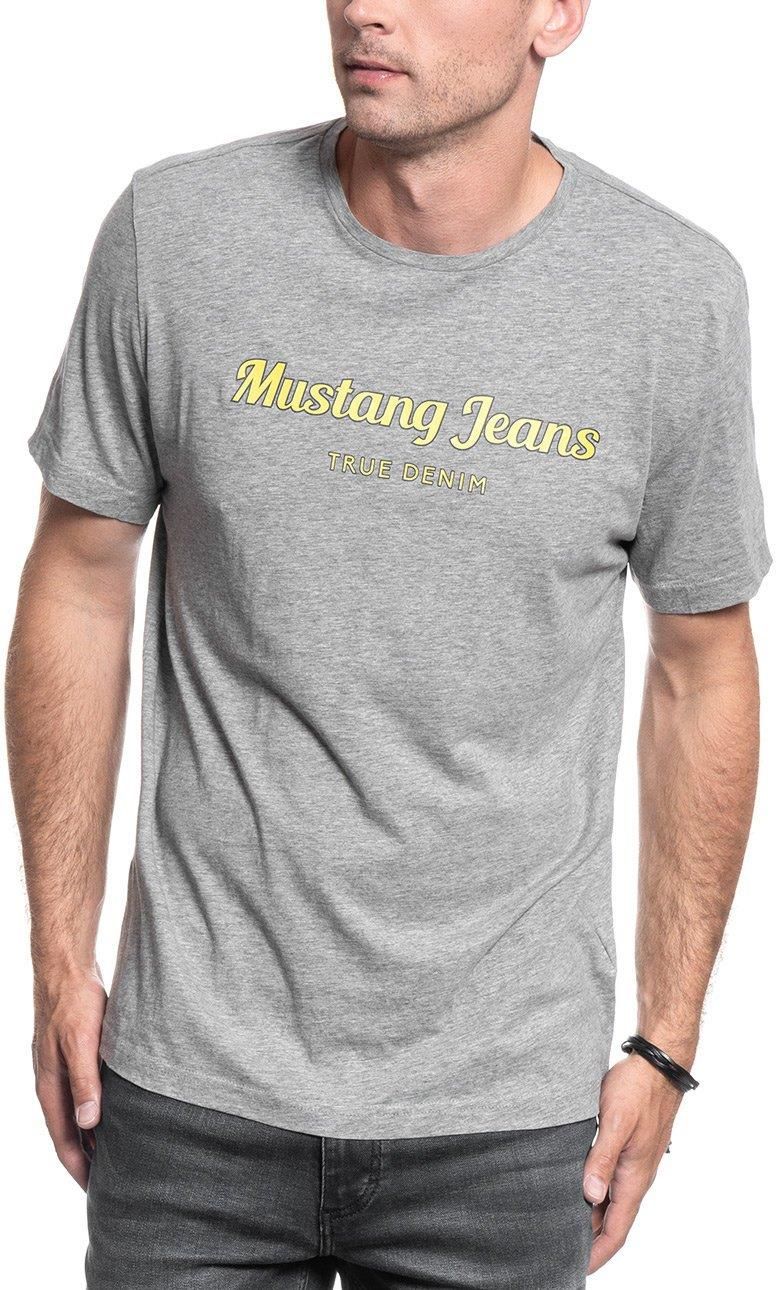 Mustang T-Shirt Męski Wording Tee Mid Grey Melange 1007563 4164 - Ceny ...