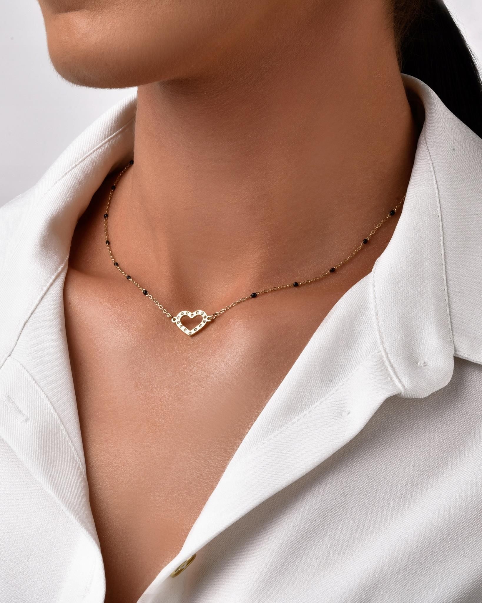 VEZZI NASZYJNIK ,STAL SERDUSZKO, CZARNY, ZŁOTY - Ceny i opinie - Ceneo.pl