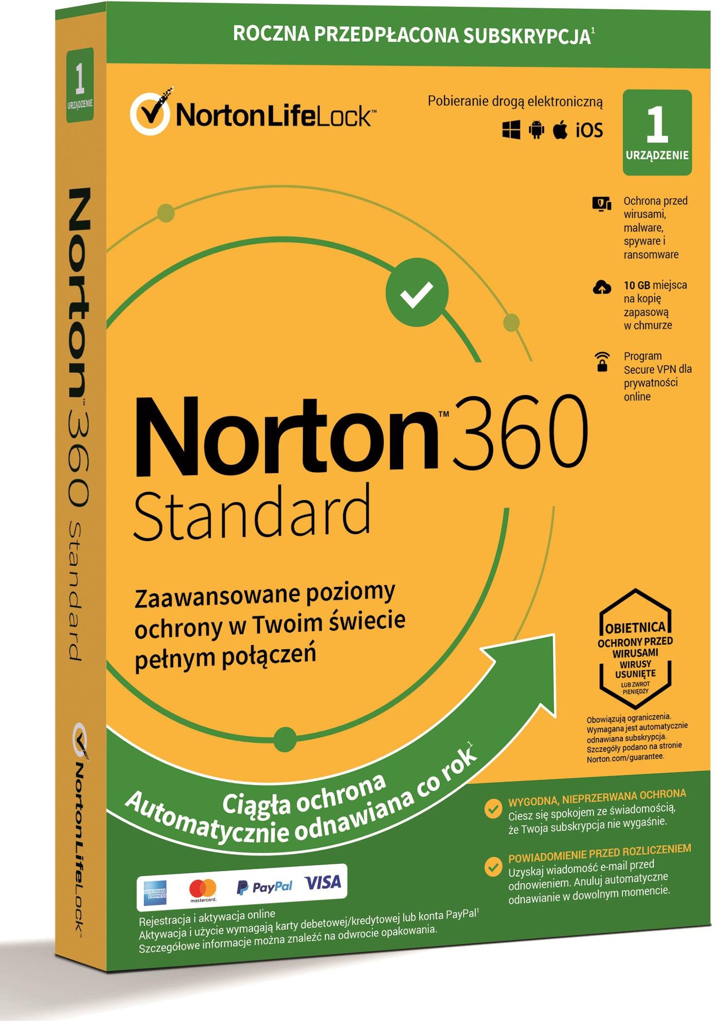 Norton by Symantec Norton 360 Standard Internnet Security 1 Pc / Mac ...