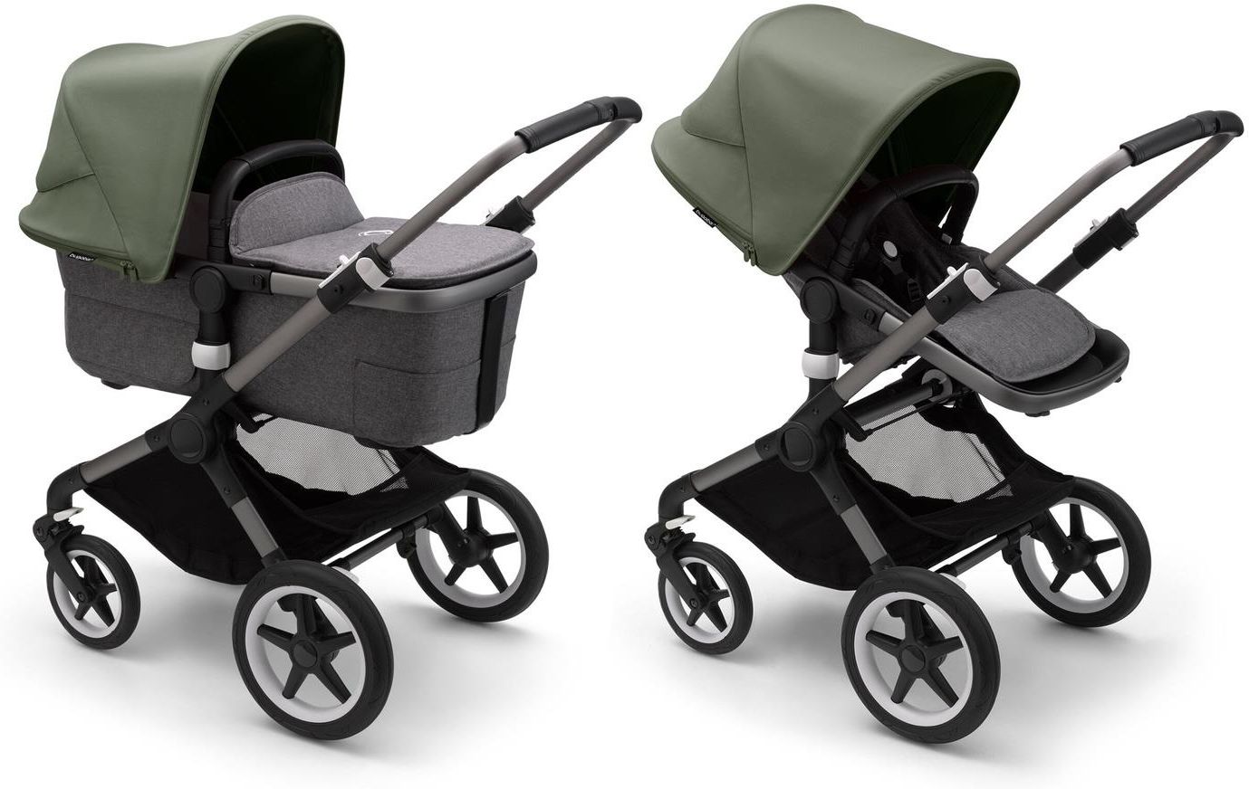 Wózek Bugaboo Fox 3 Zestaw Graphite + Grey Melange + Forest Green ...