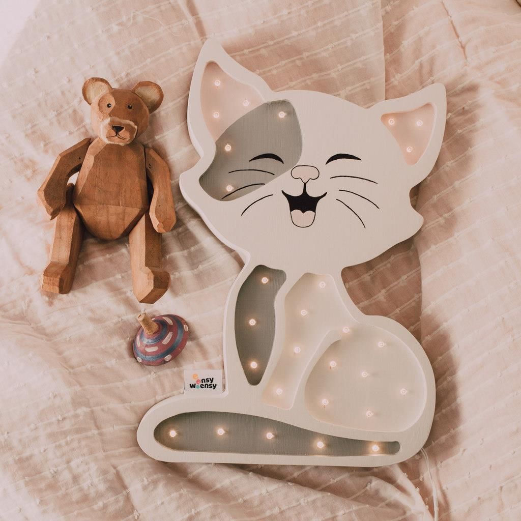 Lampka Dziecięca Kitten White Lily Nocna Led Kotek Stojąca Kinkiet Dla ...