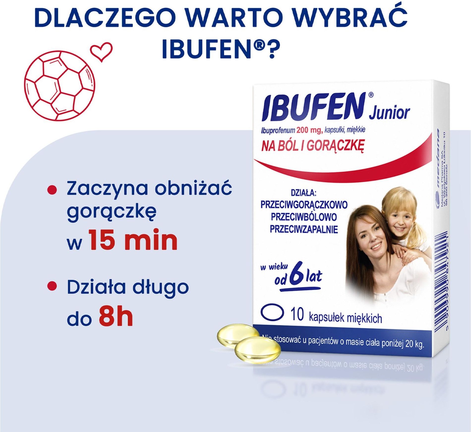 Ibufen Junior 200mg 10kaps. - Opinie i ceny na Ceneo.pl