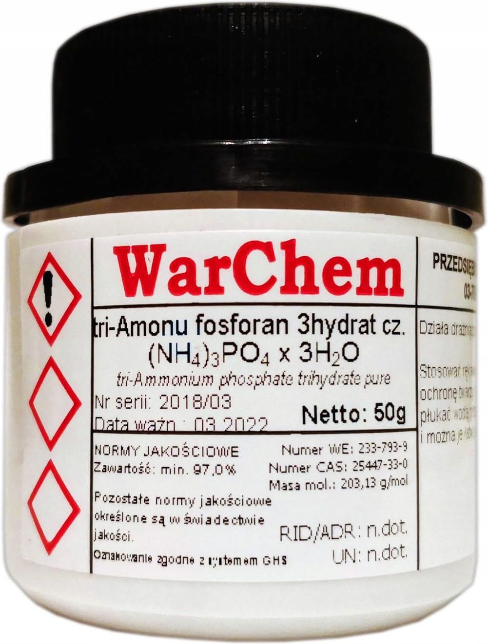 Warchem Fosforan Tri-Amonu 3Hydrat Czysty 50G - ceny i opinie - Ceneo.pl
