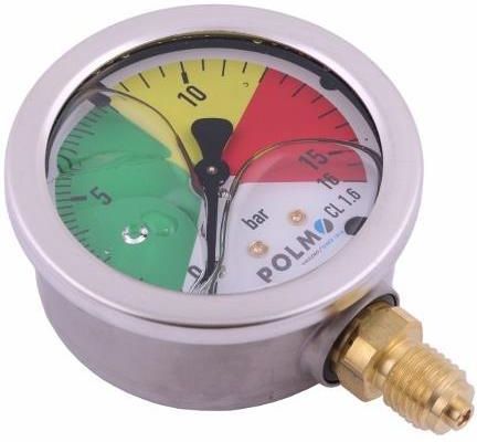 Polmo Manometr Glicerynowy M63 0-16 Bar Gwint M12X1.5 Dolne Przyłącze Obudowa Kwasoodporna ...