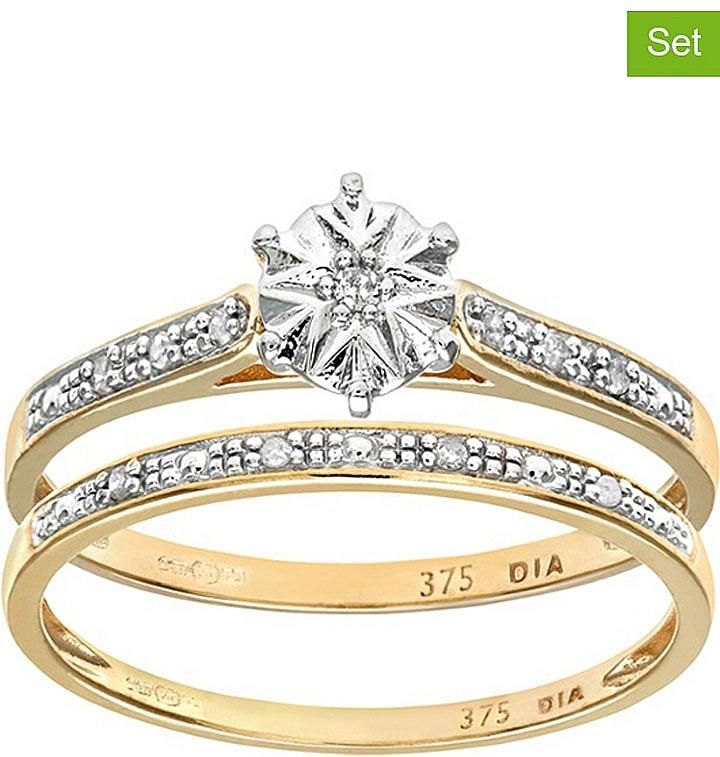 Revoni Złote pierścionki (2 szt.) z diamentami - Ceny i opinie - Ceneo.pl