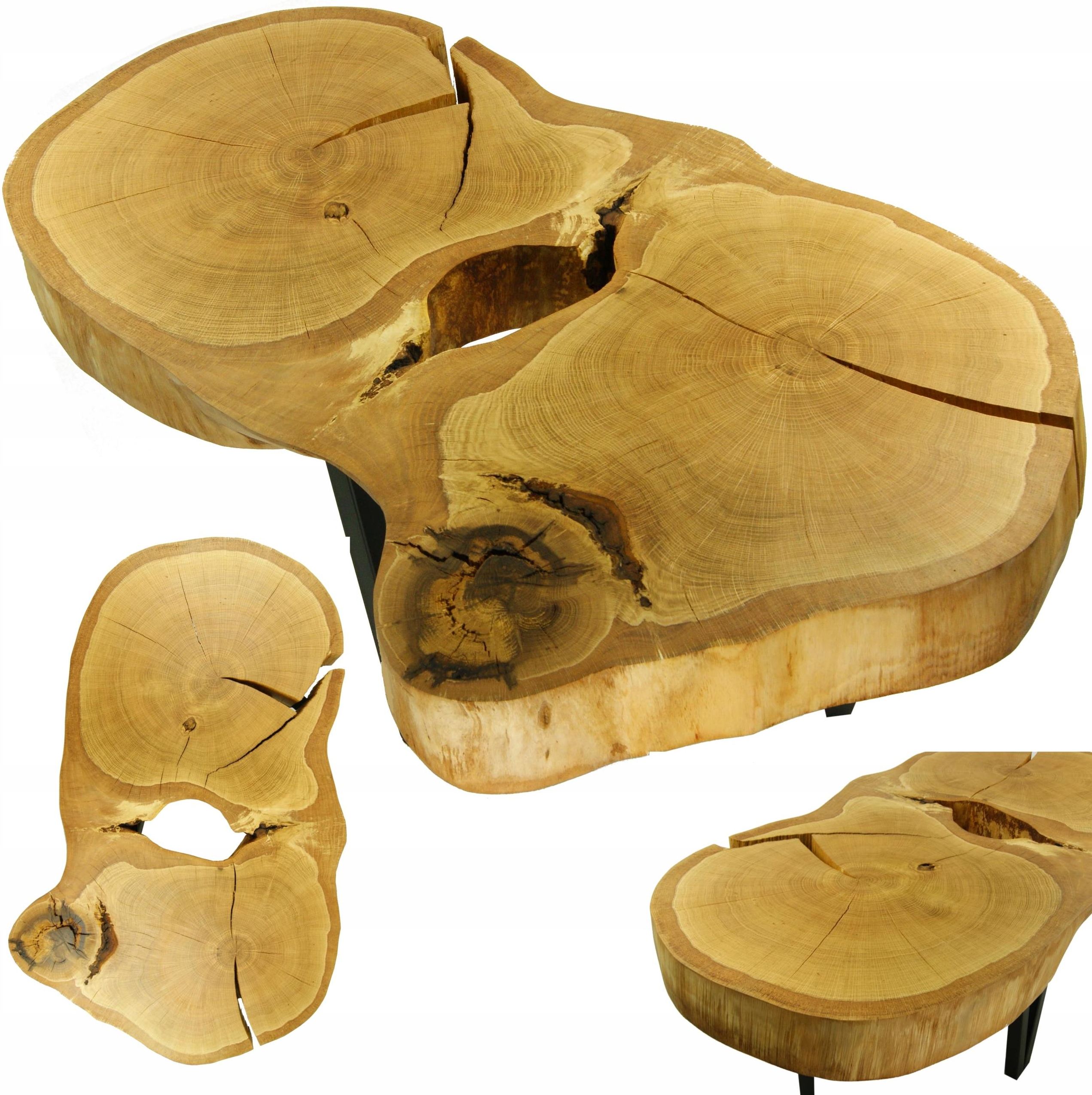 Plasterek Drewna Stolik Kawowy Ława Loft Dąb Plaster Drewniany Duży ...