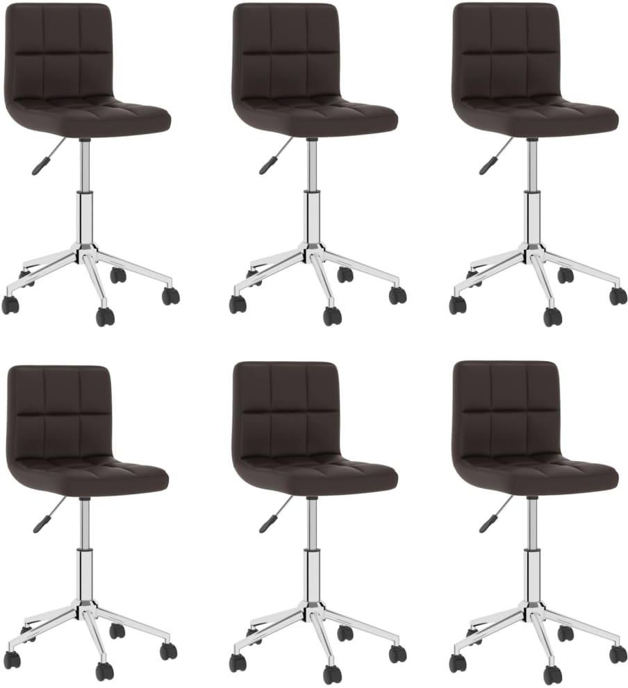 Vidaxl Obrotowe Krzesła Stołowe 6 Szt. Brązowe Sztuczna Skóra 13452 ...
