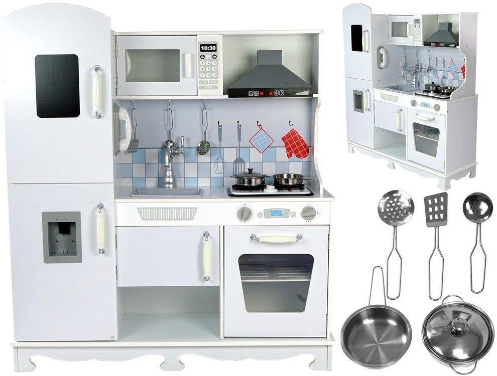 Zabawka Kuchnia Drewniana Julia Biało- Szara Okap Kuchenka Na Baterie ...