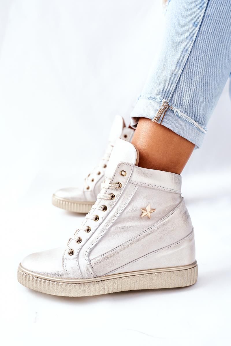 Lewski Shoes Damskie Sportowe Skórzane Buty Lewski Złote 3079 - Ceny i ...