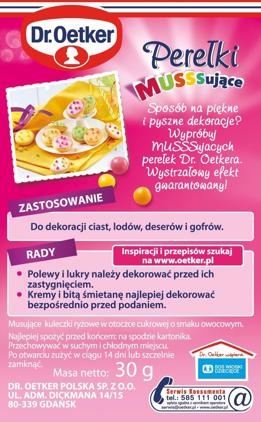 Dr Oetker Dr. Oetker Perełki musssujące 30 g - Ceny i opinie - Ceneo.pl