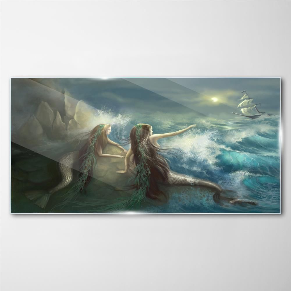 Coloray Obraz Szklany syreny ocean statek burza 120x60 cm ...