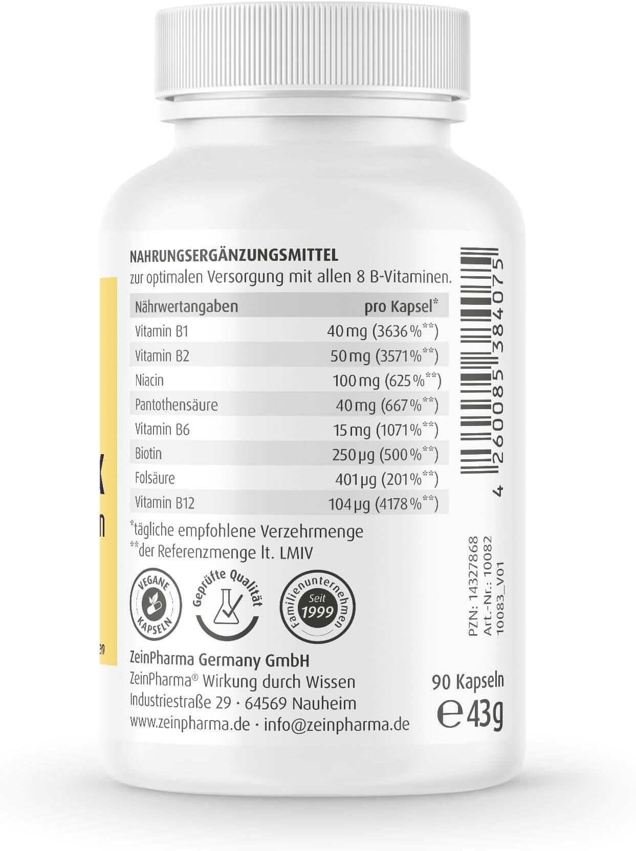 ZEIN PHARMA Super B-Komplex + Biotin Kompleks Witamin B + Biotyna 90 ...