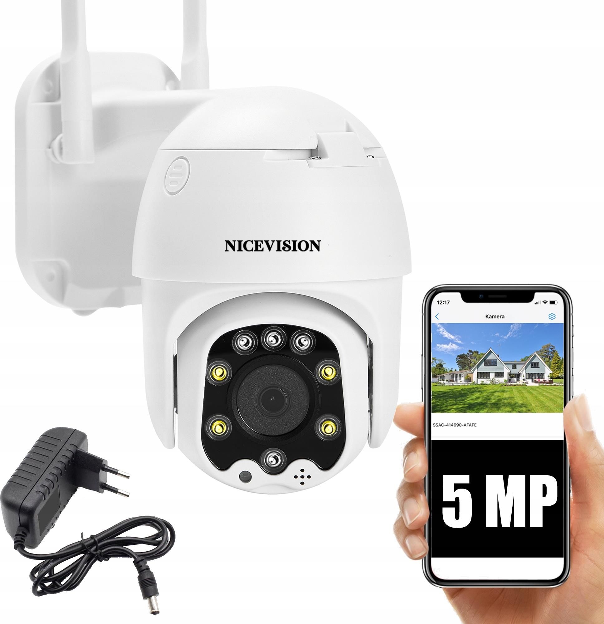 Kamera przemysłowa Nicevision Kamera Zewnętrzna Obrotowa Ip Wifi 5Mpx ...