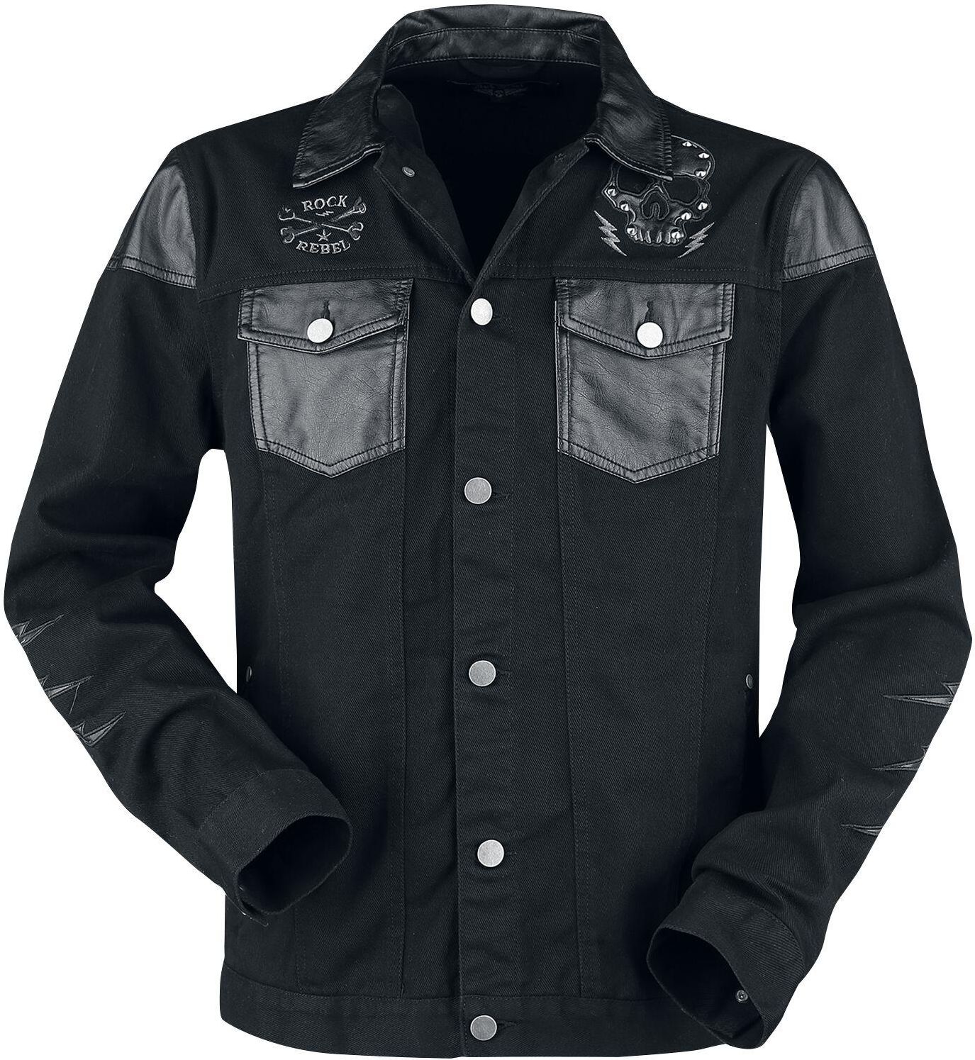 Rock Rebel by EMP - Denim Jacket with Faux Leather Details - Kurtka ...