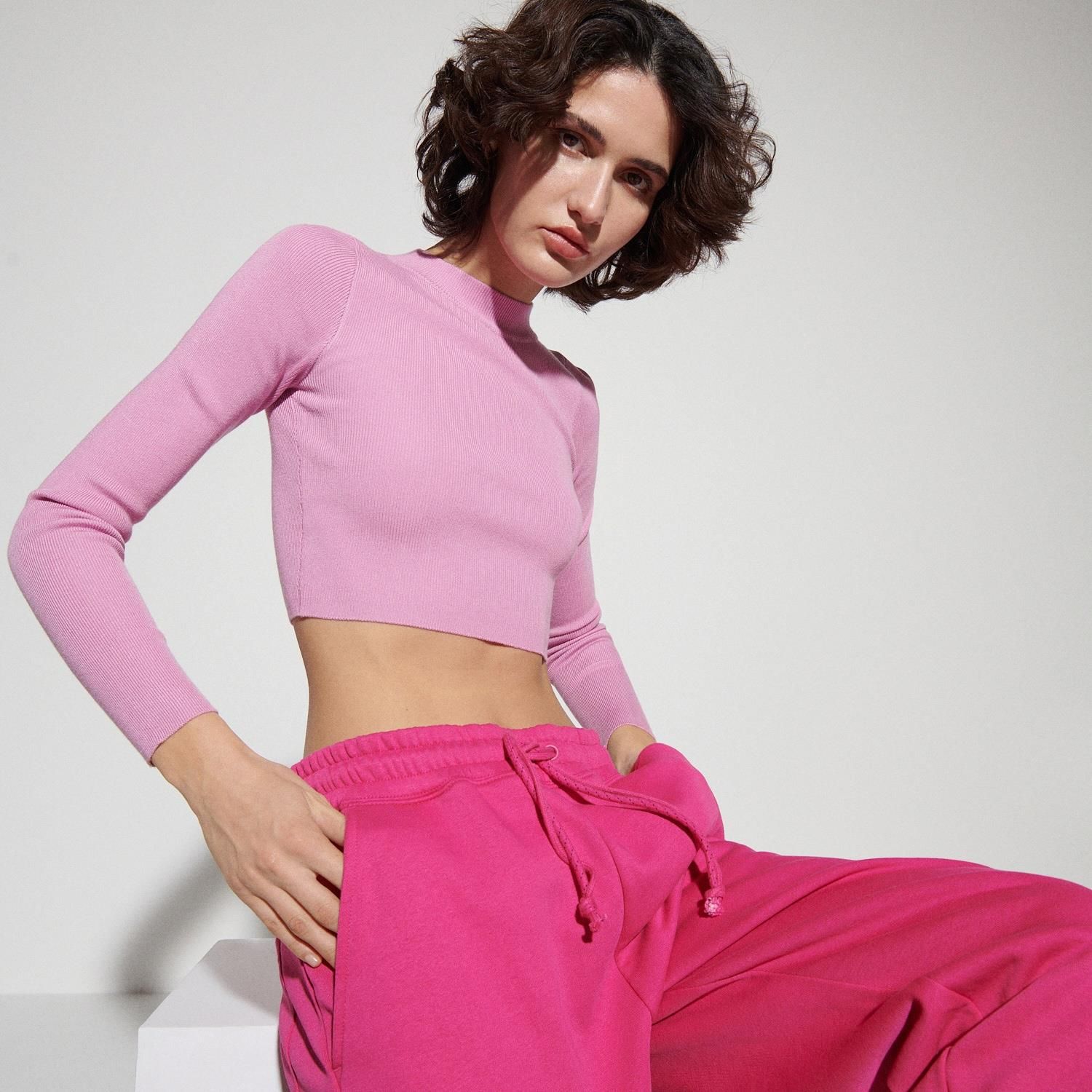 Reserved - Crop top z prążkowanej dzianiny - Różowy - Ceny i opinie ...