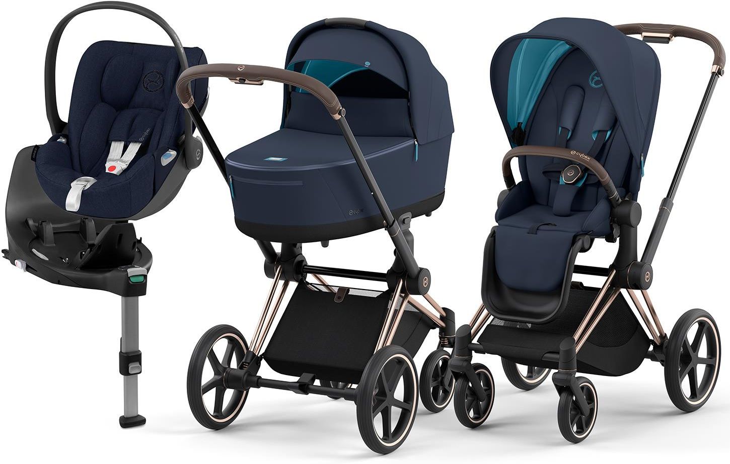 Wózek Cybex Priam 4.0 Nautical Blue Głęboko Spacerowy + Fotelik + Baza ...