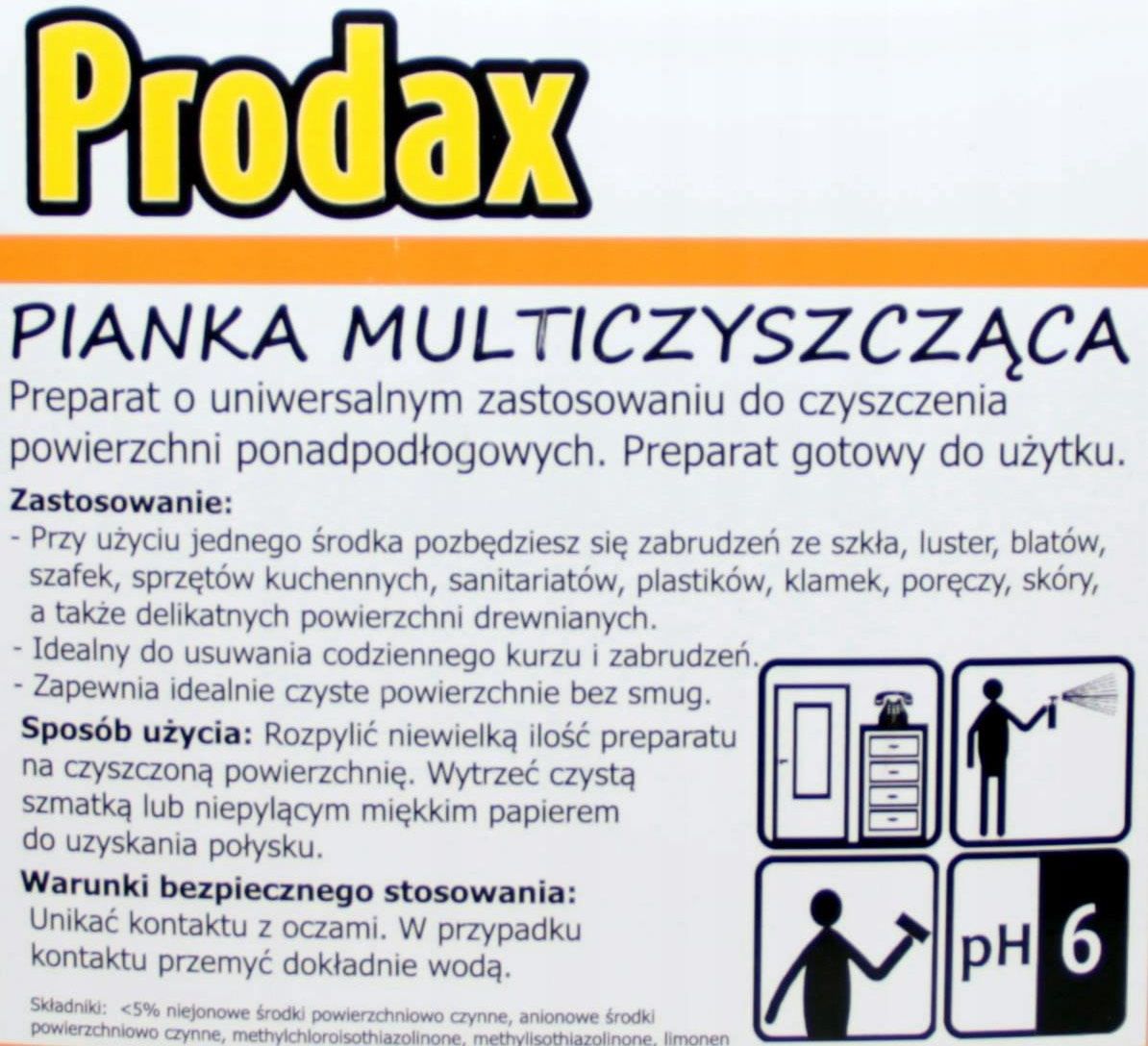 Prodax Pianka multiczyszcząca 1 L Niemiecki meglio - Opinie i ...