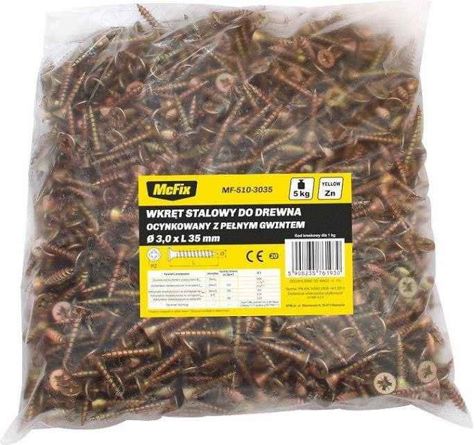 Mcfix Wkręt Do Drewna Ocynk Żółty 5.0X20Mm - Opinie i ceny na Ceneo.pl