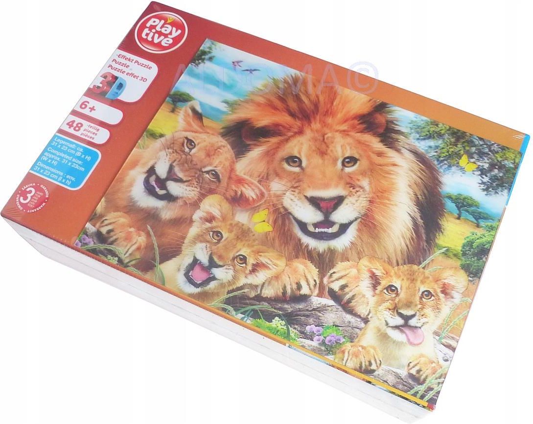 Playtive Puzzle Z Efektem 3D Lwia Rodzina 48El. - Ceny i opinie - Ceneo.pl