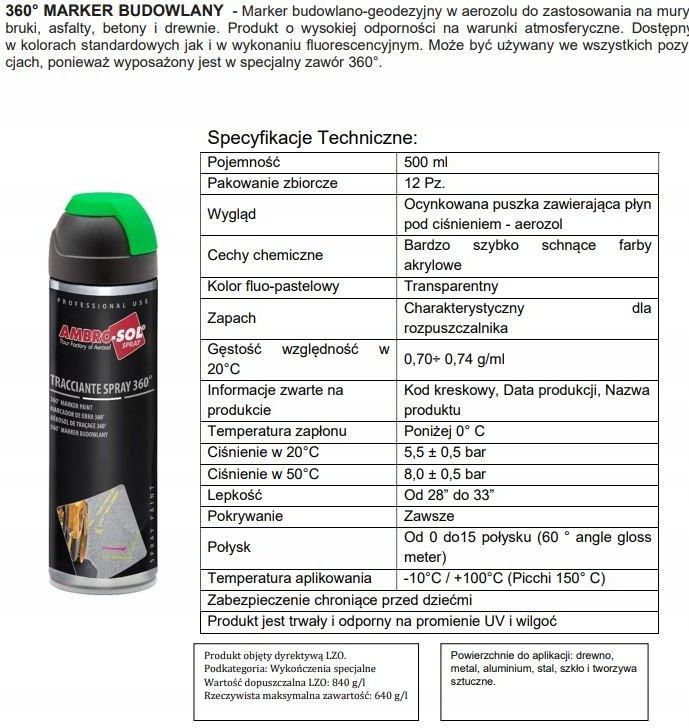 Ambro Sol 360°C Marker Budowlany Spray Zielony Fluor - Ceny i opinie ...