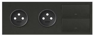 Kontakt-Simon Panel Potrójny 2 Gniazda Pojedyncze + Klawisze Czarny Mat ...