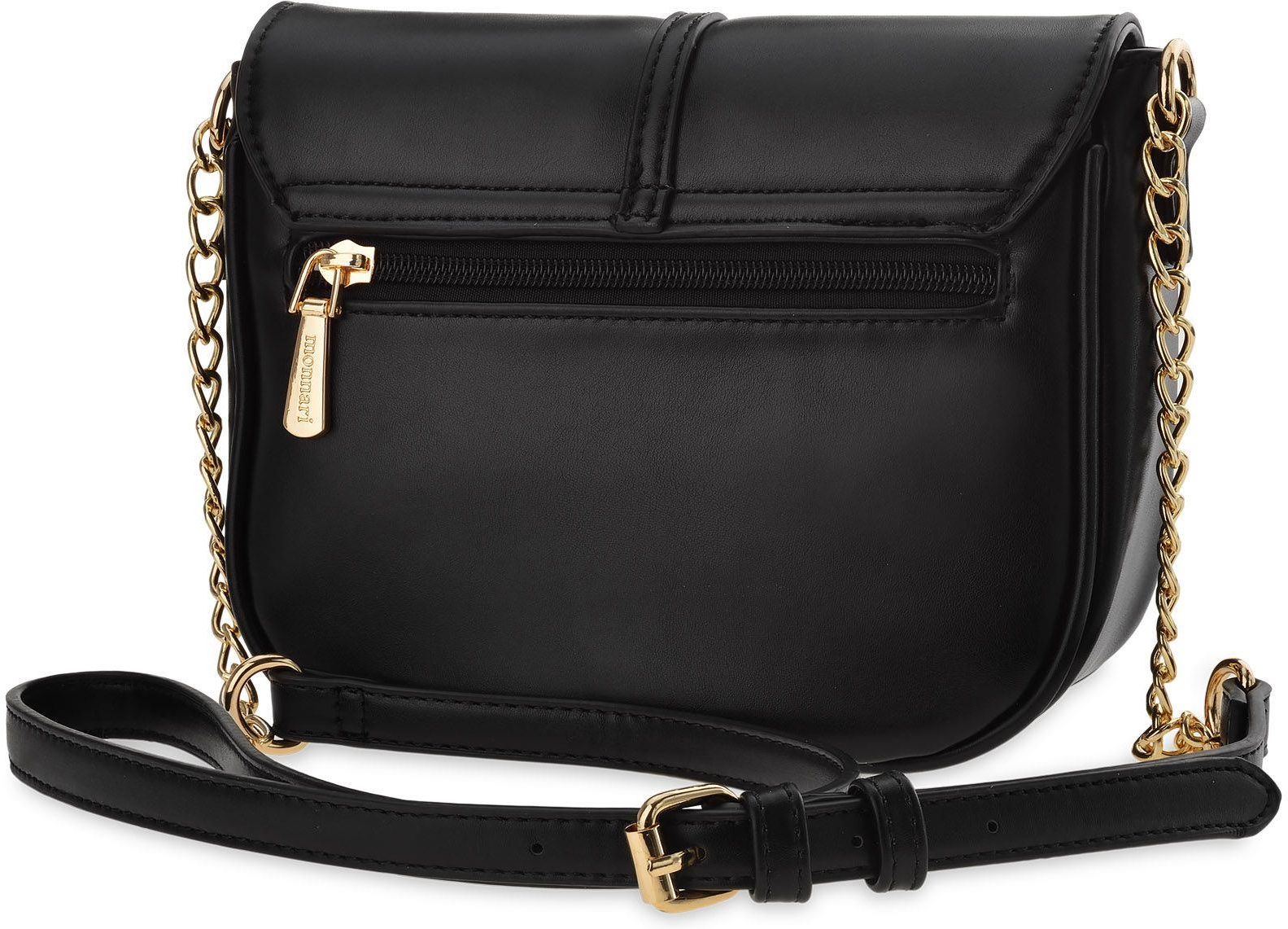 Elegancka klasyczna listonoszka monnari mała półokrągła torebka damska na łańcuszku - czarna ...