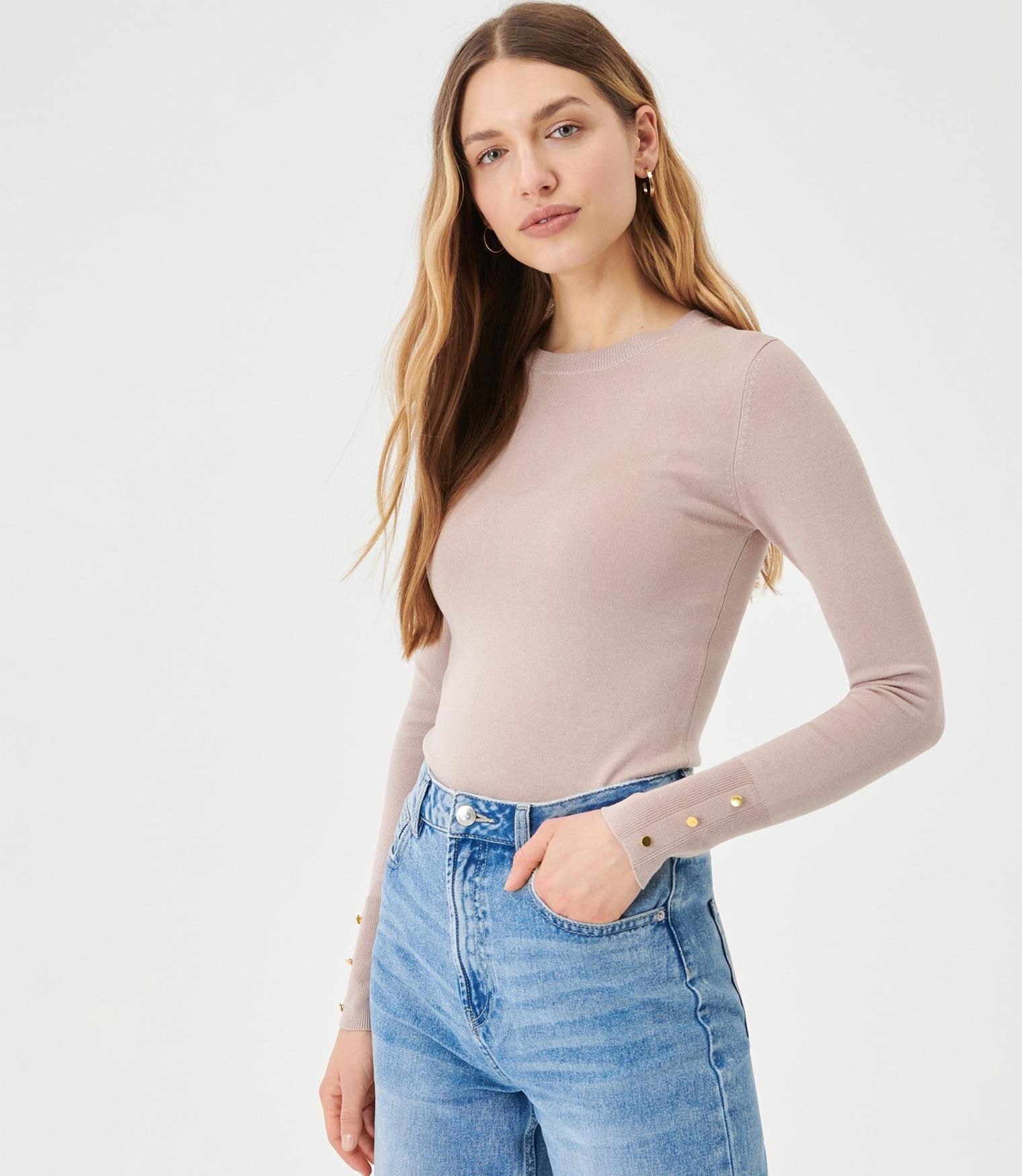 Sinsay - Sweter basic z ozdobnymi guzikami - Beżowy - Ceny i opinie ...