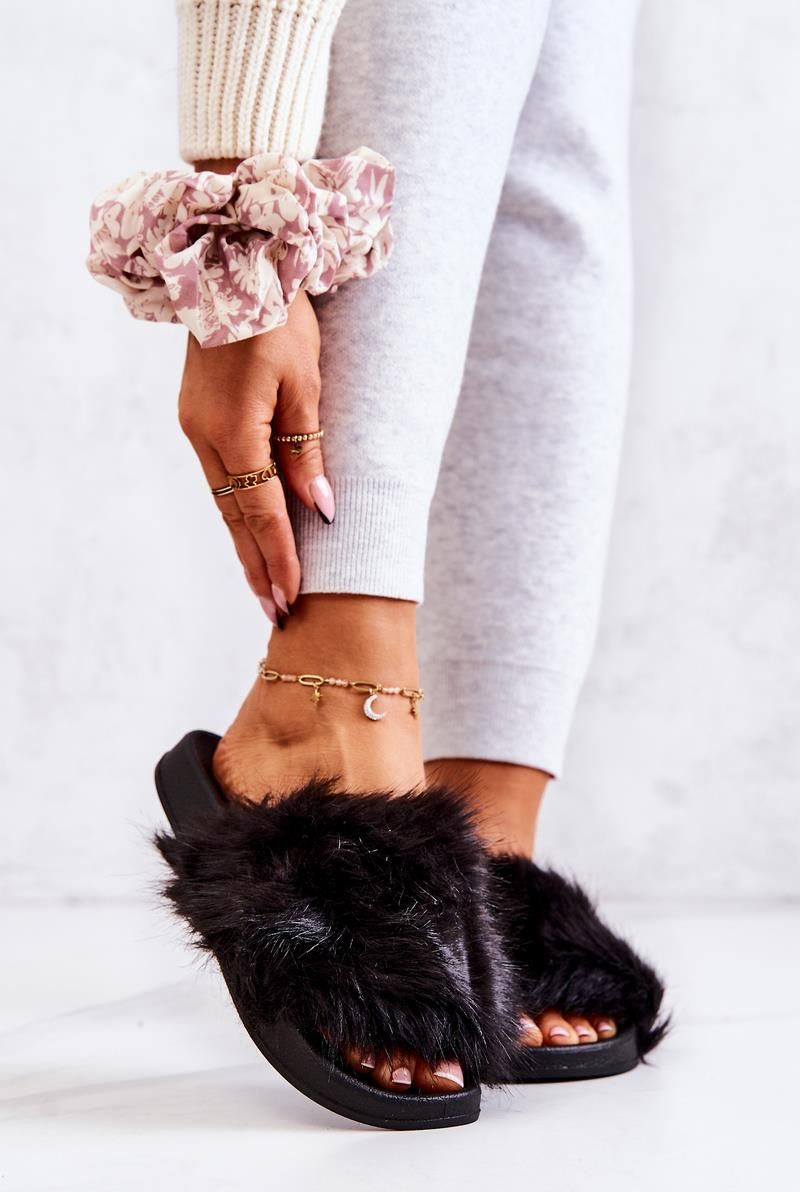 Klapki Z Futerkiem Gumowe Czarne Pollie - Ceny i opinie - Ceneo.pl