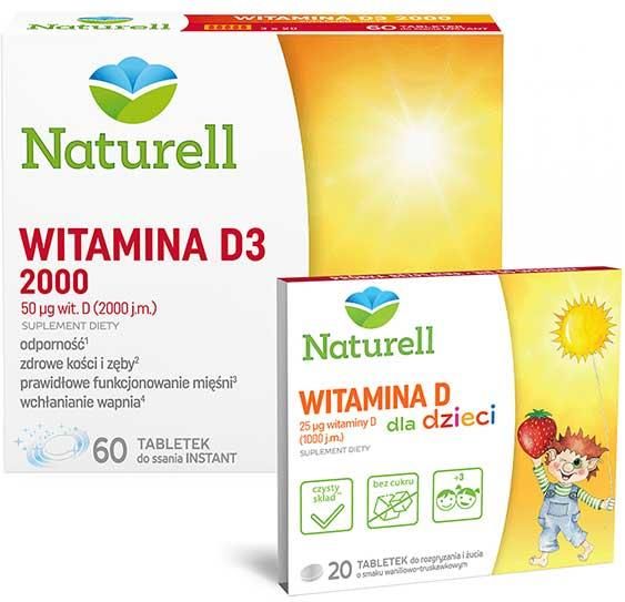 Naturell Witamina D3 2000, 60 tabl. + witamina D dla dzieci 20 tabl ...