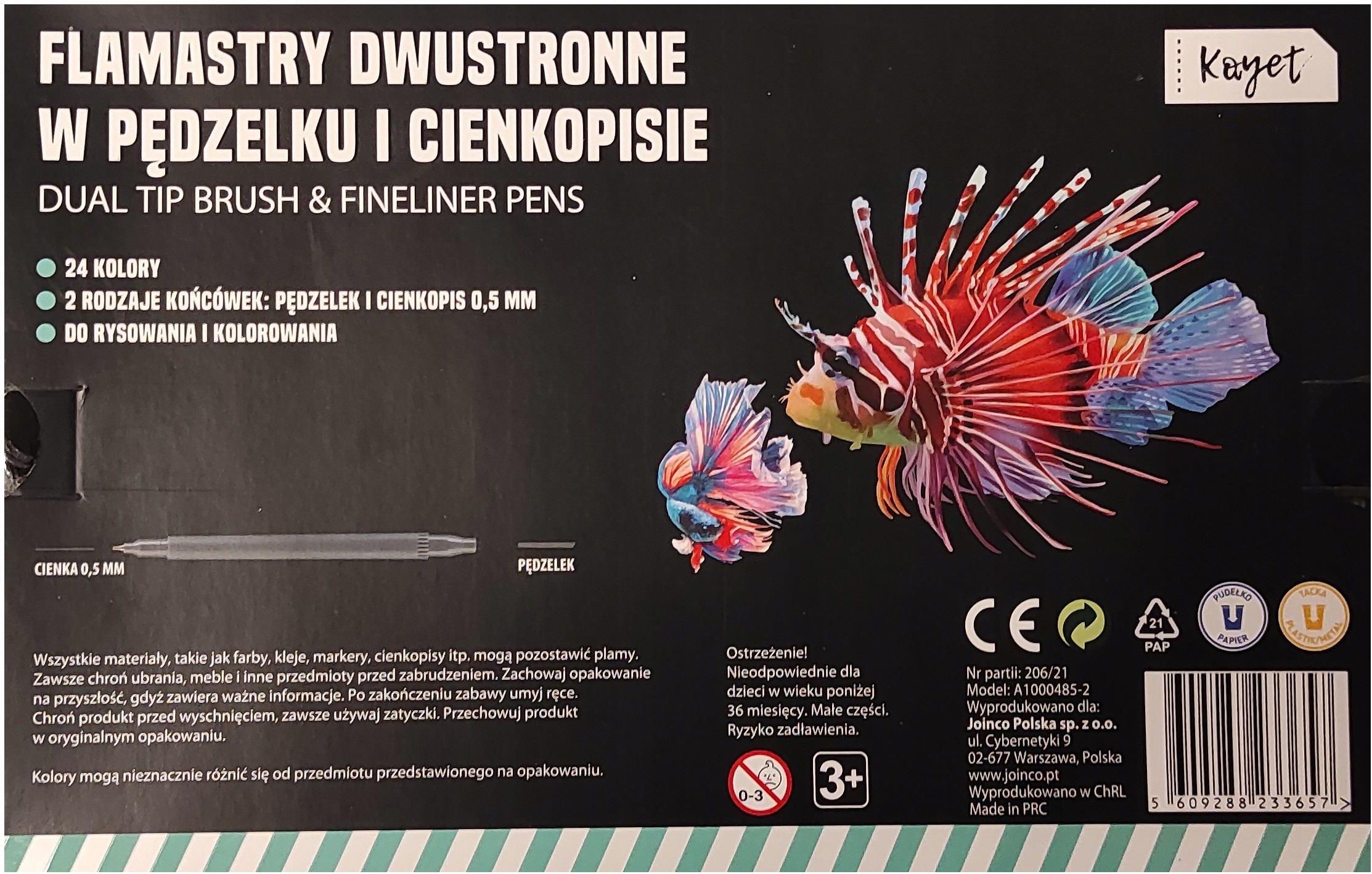 Kayet Flamastry Dwustronne Pędzelek Cienkopis 24 Kolory - Ceny i opinie ...