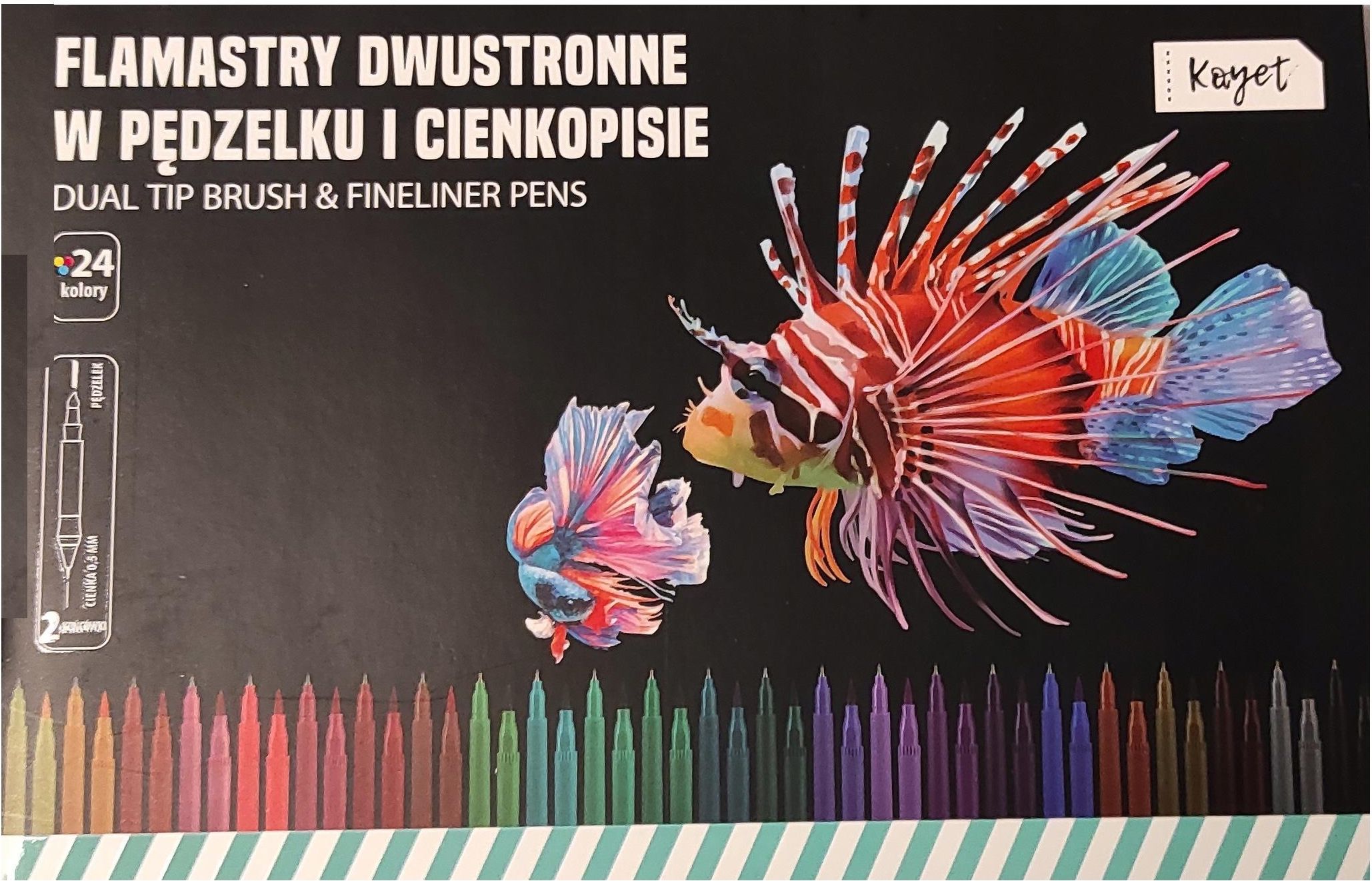Kayet Flamastry Dwustronne Pędzelek Cienkopis 24 Kolory - Ceny i opinie ...